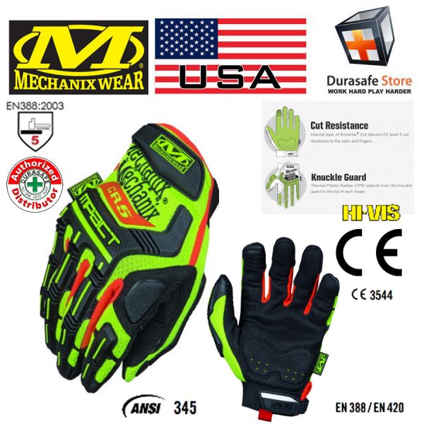 MECHANIX SMP-C91 CR5 M-Pact Cut Resistant Glove Hi-Viz Yellow - Durasafe Shop