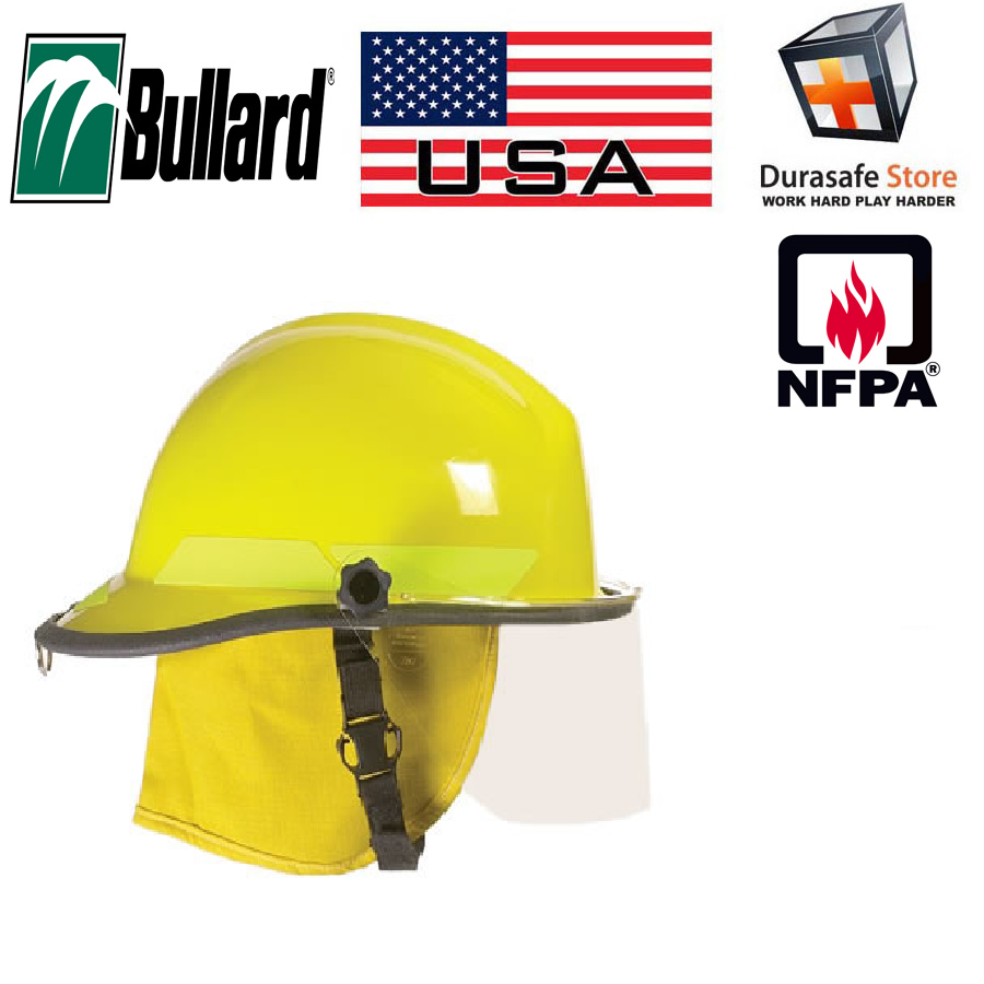BULLARD H1500 Fireman Helmet with Visor and Neck protector - Durasafe Shop