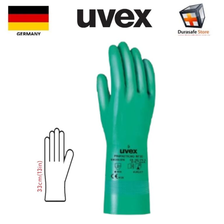 UVEX 60122 Profastong NF33 Glove Green Size 8-10 Length-33cm Nitrile ...
