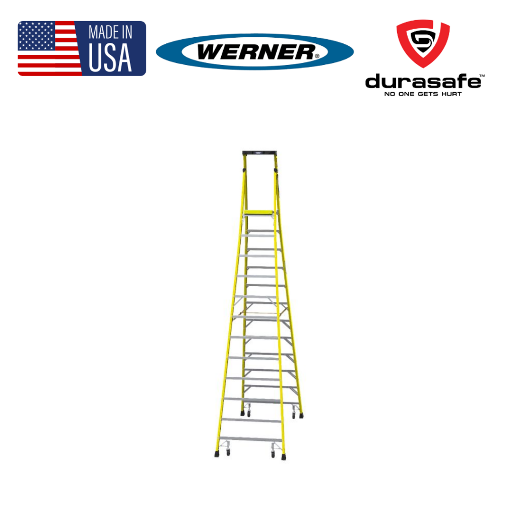 WERNER 824VU5 Platform Stepladder: 12 ft Ladder Size, Fiberglass, 375 ...